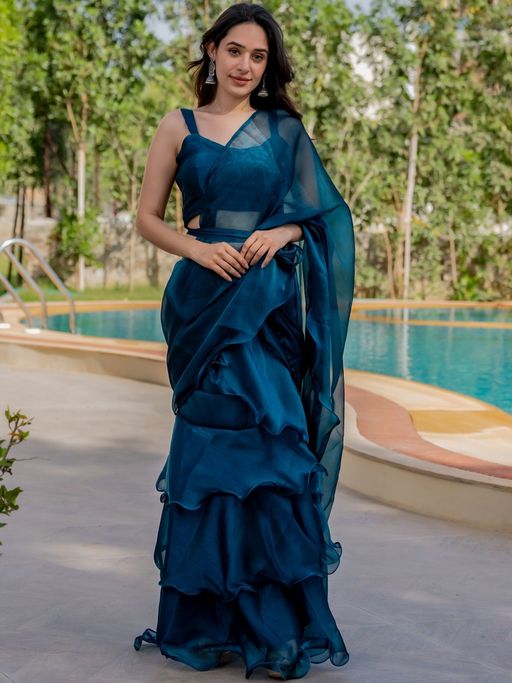 Shop Trendy Ruffled Sarees Online At Best Prices For A Stylish Look