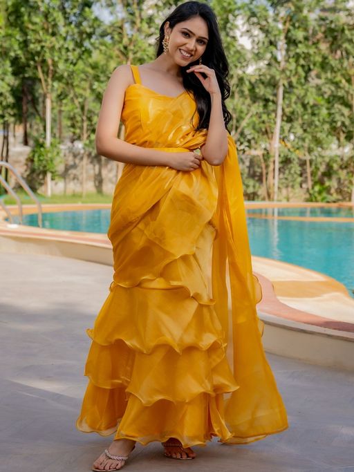 Shop Trendy Ruffled Sarees Online At Best Prices For A Stylish Look