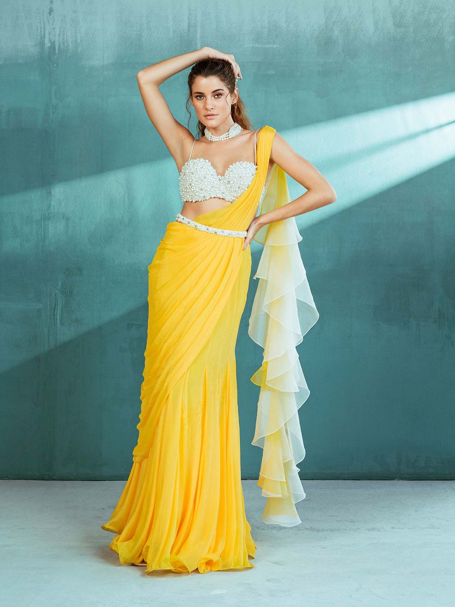 Buy Ruffled Sarees Online Featuring Unique and Trendy Styles In India