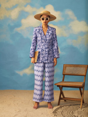 Buy RV Pret French Peri Blazer with Pants (Set of 2) Online