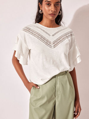 The Label Life Tops : Buy The Label Life White Lace Insert Top Online ...
