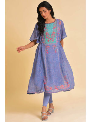 Buy WISHFUL by W Purple Floral Dress and Tight (Set of 2) Online