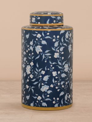 Buy Pure Home + Living Blue Floral Pattern Ceramic Canister with Lid Online