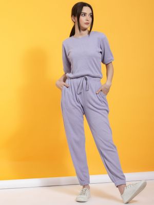 Buy RIGO Women Light Lavender Waffle Knit Co-ord Online