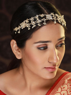 Buy Priyaasi White Floral Kundan Pearl Dual-Layered Gold-Plated ...