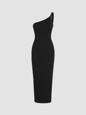 Buy Cider One Shoulder Neck Buckle Midi Dress Online