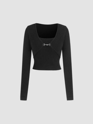 Buy Cider V Neck Knit Long Sleeve Sweater Online