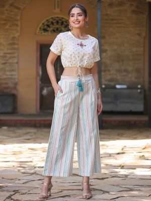 Buy Juniper Off-white Geometric Printed Cotton Flex Clothing Set with ...