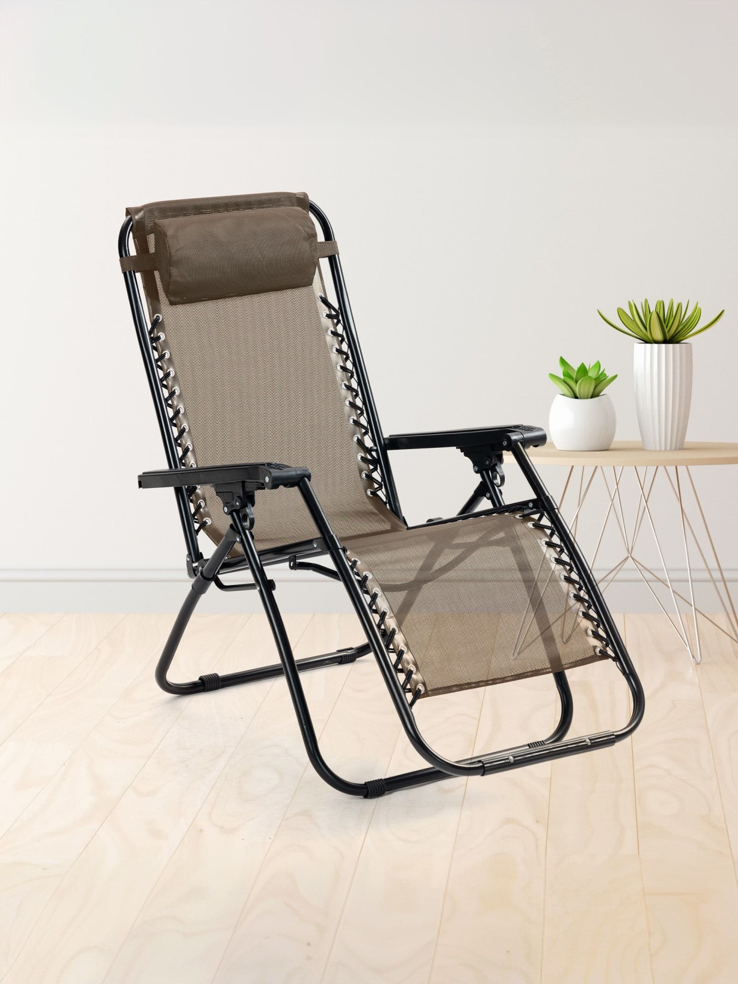 Buy UMAI Recliner Chair Portable Foldable Adjustable Pillow Taupe Online