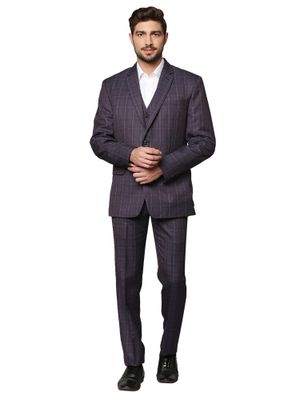 Buy Raymond Men Checks Purple Suit (Set of 3) Online