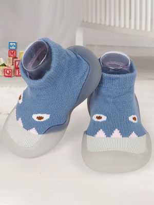 Buy Baby Moo Cute Eye Anti-Skid Slip-On Rubber Sole Shoes - Blue Online