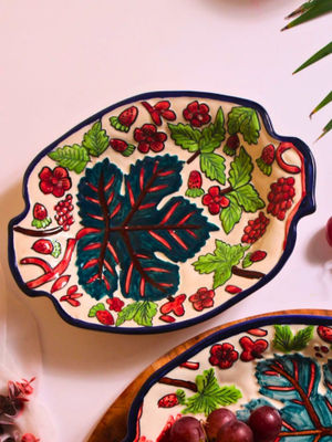 Buy WEAVING HOMES Beige Christmasy Platter Online
