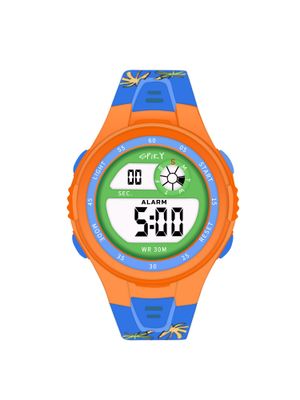 Buy Spiky Round Orange and Blue Multi Functional Sports Digital Watches ...