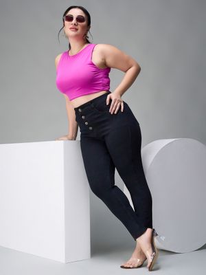 Buy Miss Chase A+ Curve Collection Plus Size Women Black Skinny Fit ...