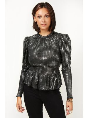 Buy Girls on Film SILVER PUFF SLEEVE TOP (UK 8) Online