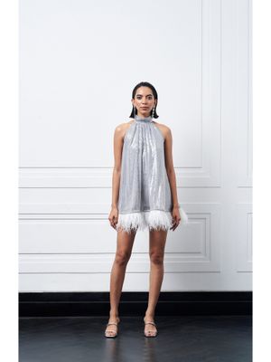 Buy Kay Kay BY KKHUSHI SAHAII Hugo Grey Embellished Mini Dress Online