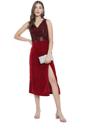 Buy Trend Arrest Red Sequence Party Midi Dress Online