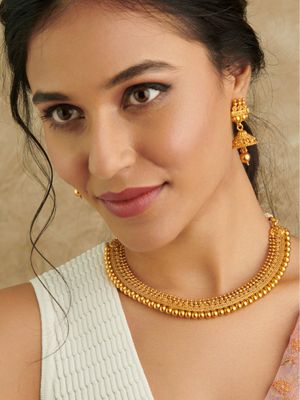 Buy Curio Cottage Vadiyanam 22K Gold Plated Necklace Set Online
