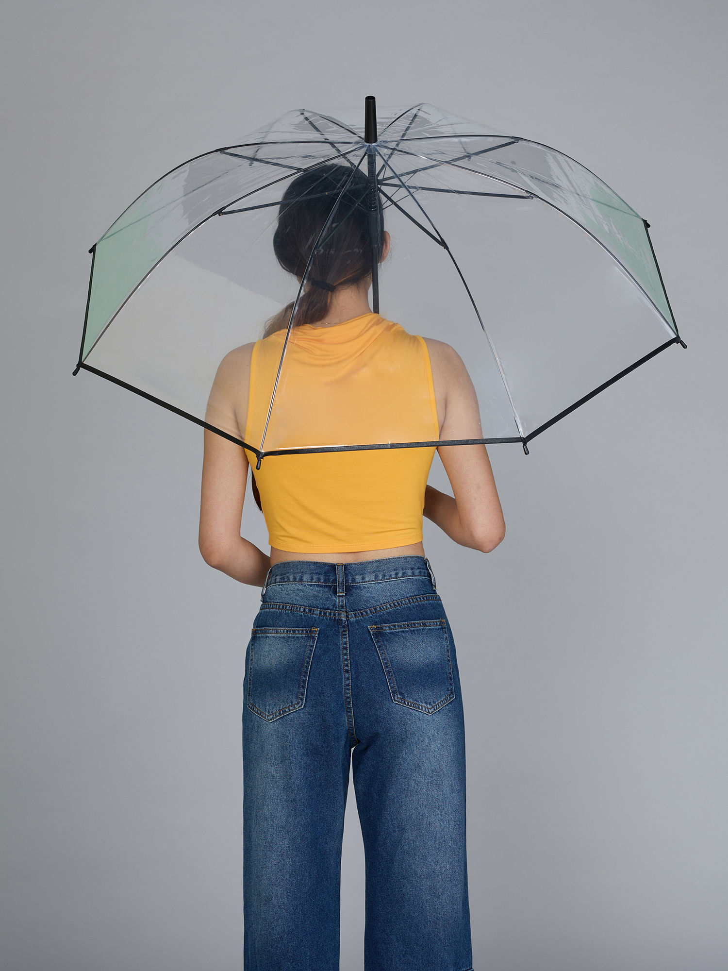 Buy Pipa Bella by Nykaa Fashion Black Plain Transparent Umbrella Online