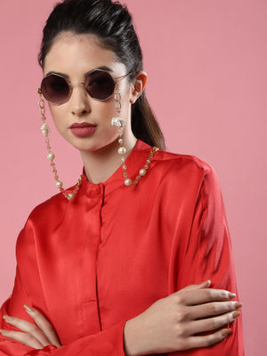 Buy RUBY RAANG STUDIO Nai Fiza Evil Eye with & Pearls Mask Chain online