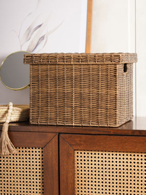 Buy Pure Home + Living Natural Heather Wicker Letter File Box with Lid ...