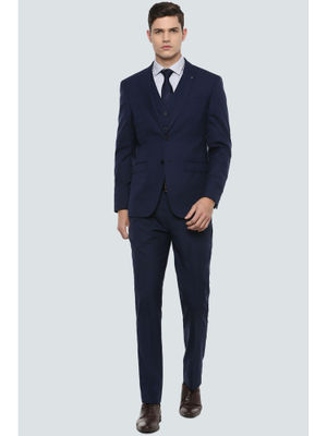 Buy Louis Philippe Men Navy Blue Slim Fit Check Party Three Piece Suit ...