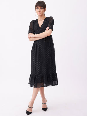 Femella Midi Dresses : Buy Femella Black Lurex Wrap Tiered Midi Dress ...