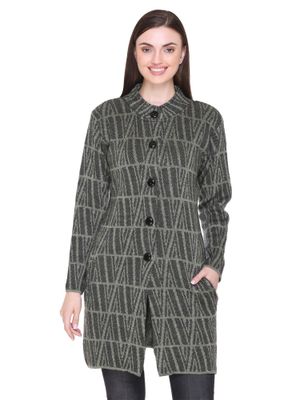 Buy Montrex Womens Olive Full Sleeve Acro Wool Long Coat Online
