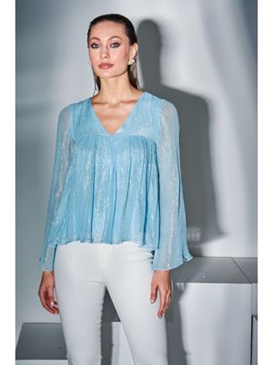 Buy By The Bay Sheer Shimmer Blue Top Online