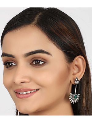 Buy STUDIO B40 Floral Pattern Silver Toned Brass Earrings Online