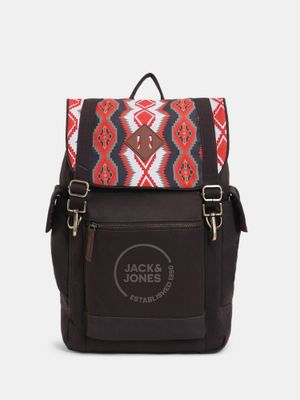 Buy Jack & Jones Dark Brown Aztec Print Backpack Online