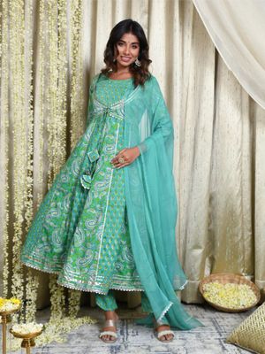 Mulmul Anarkali Set : Buy Mulmul Gul-Nasreen Anarkali Kurta-Pants ...