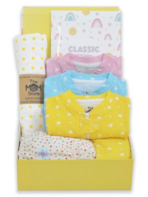 Buy The Mom Store Hello Baby New Born Gift Box- Shine (Set of 6) Online