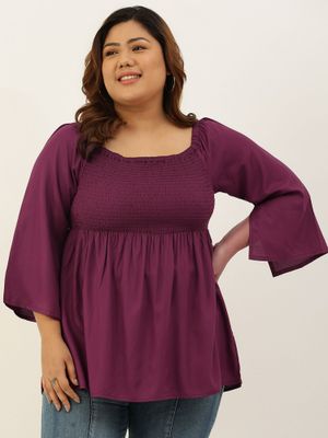 Buy theRebelinme Plus Size Women Plum Solid Colour Party Wear Peplum ...