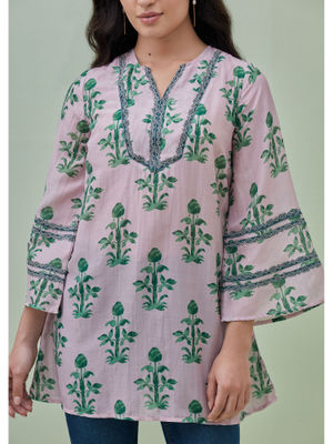 Buy GRASS & SUNSHINE Cotton Silk Embroidered Tunic Online
