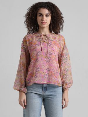 Buy ONLY Pink Crepe Printed Top Online
