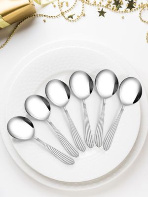 Buy At Home By Nilkamal Arias Sysco Soup Spoon Set of 6 (Silver) Online
