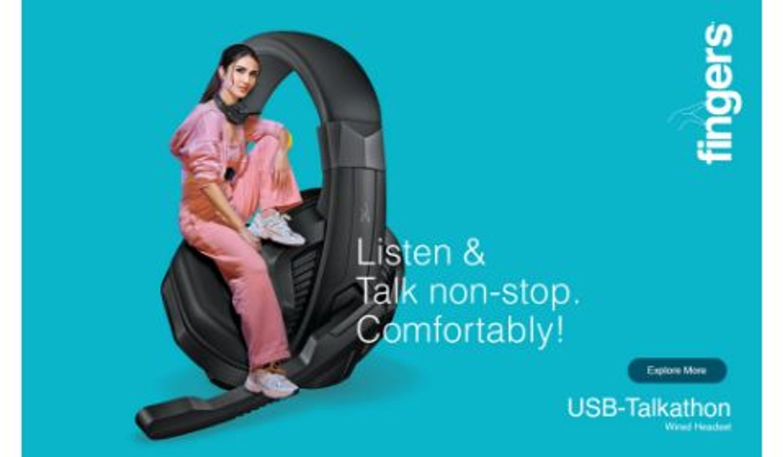 Buy FINGERS USB-Talkathon On-Ear Wired Headphones with Mic - Black online