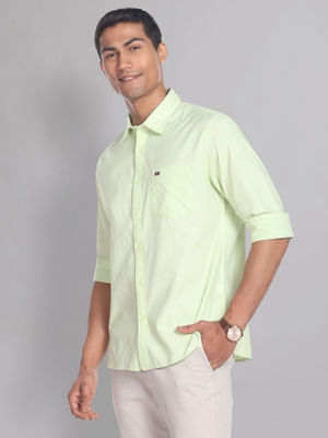 Buy AD By Arvind Solid Slim Fit Casual Shirt Green Online