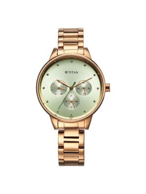 Buy Titan Women Razzle Dazzle Green Dial Stainless Steel Watch ...