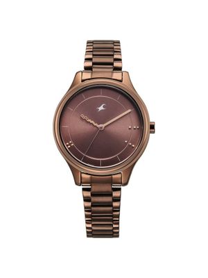 Buy Fastrack Women Stunners 9.0 Brown Dial Stainless Steel Watch ...