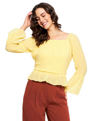 CAMLA Tops : Buy CAMLA Women Yellow Textured Top Online | Nykaa Fashion