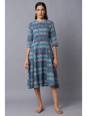 Buy W Teal Textured Midi Dress Online