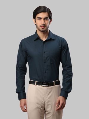 Raymond Formal Shirts : Buy Raymond Solid-plain Dark Blue Formal Shirt ...