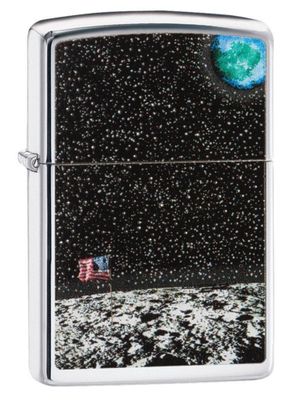 Buy Zippo High Polish Chrome Moon Landing Design Windproof Pocket ...
