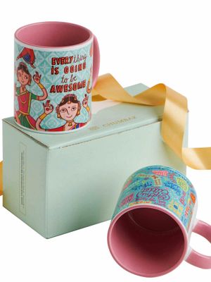 Buy Chumbak Just Being Indian Mugs Gift Set (Pink) Online