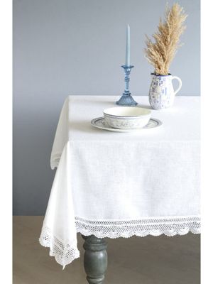 Buy The Wishing Chair White Prairie Hand Crochet Table Cloth-6 SEATER ...