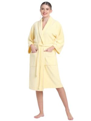 Buy Creeva Yellow Solid 100% Cotton Bath Robe (S) (S) Online