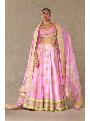 Buy Masaba Barfi Pink Embellished Lehenga with Blouse and Dupatta (Set ...