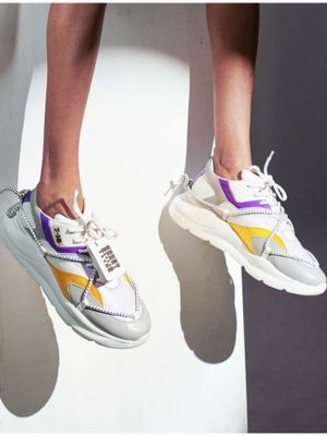 Buy 7-10 409 Pouch Chunky White Purple Colorblock Sneakers Online